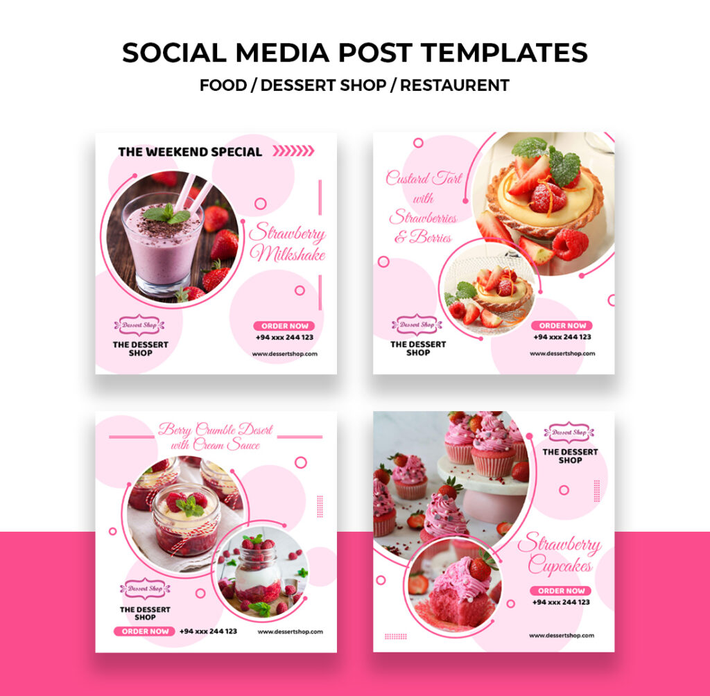 Food / Dessert Shop / Restaurant - Social Media Post Templates ...