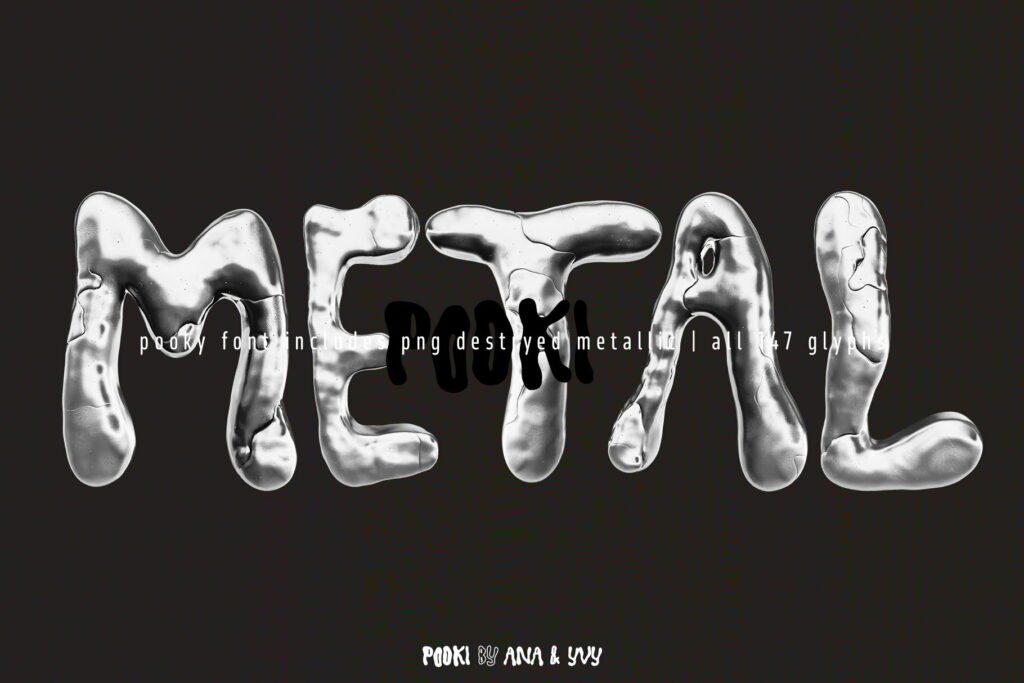 Display font POOKI | 3D metal bubble – MasterBundles