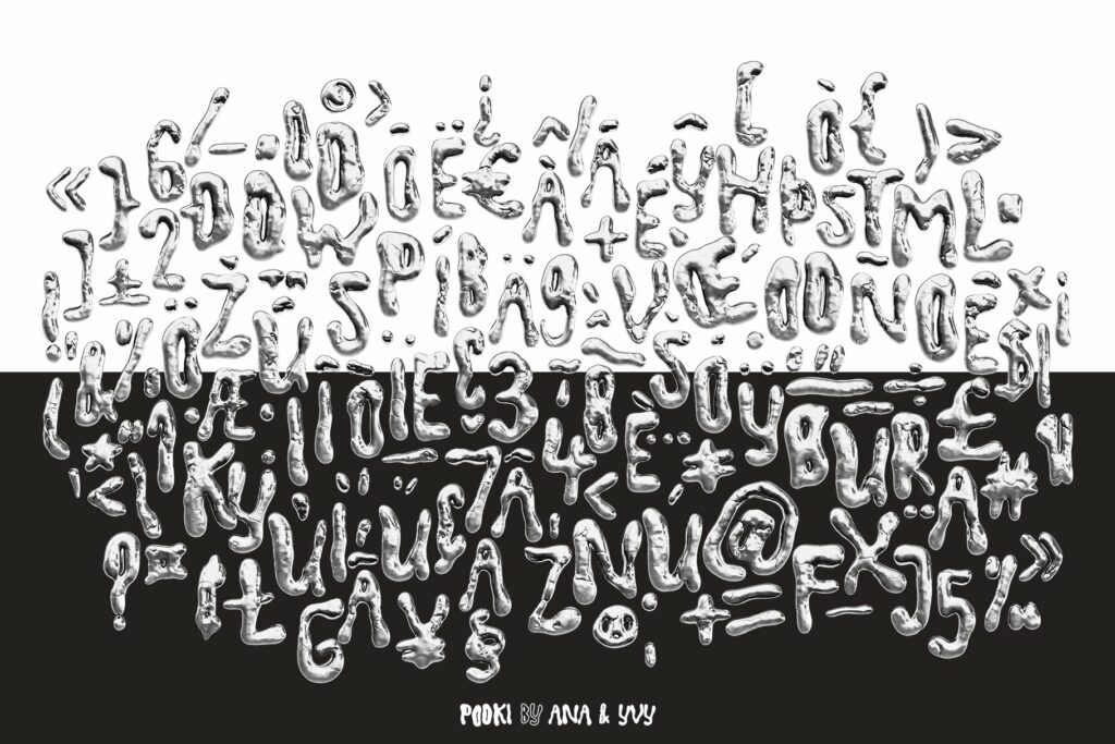 Display font POOKI | 3D metal bubble – MasterBundles