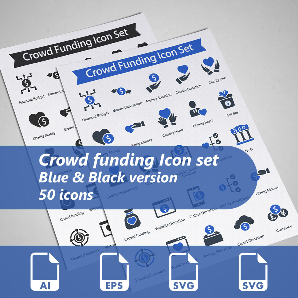 Crowd funding Icon Set - MasterBundles