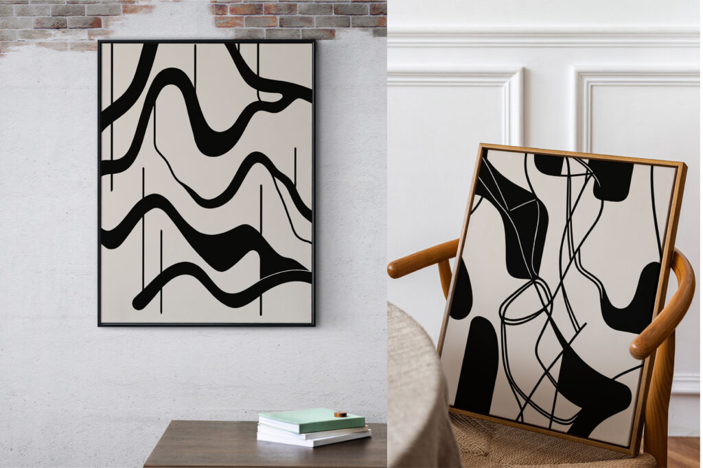 Black and White Line Art Painting - MasterBundles