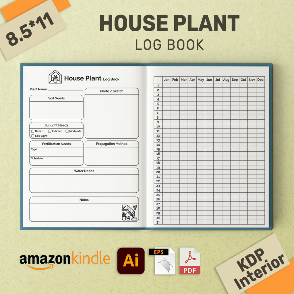 House Plant Log Book Journal KDP Interior - MasterBundles