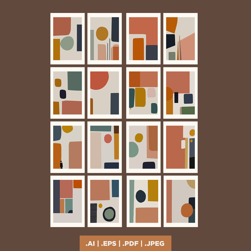 Geometric Abstract Mid Century Art - MasterBundles