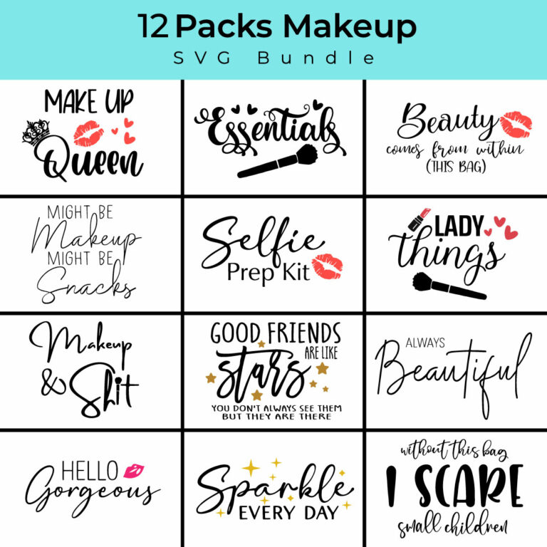 Makeup Bag SVG, Makeup Bundle SVG, Canvas Bag Svg, Svg Files for Cricut ...