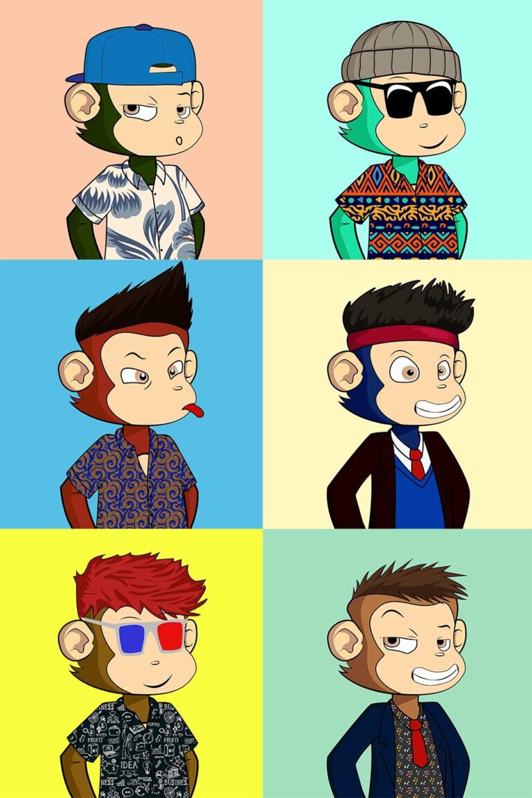 1k monkey NFT art illustration. cute monkey vector illustration ...