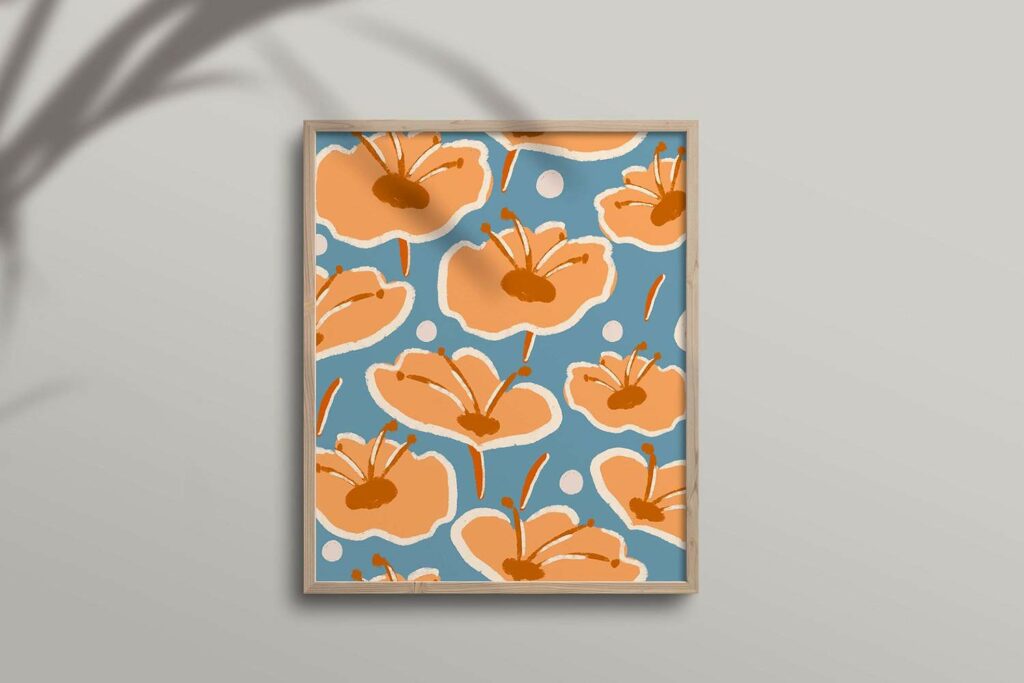 Abstract Floral retro digital papers - MasterBundles