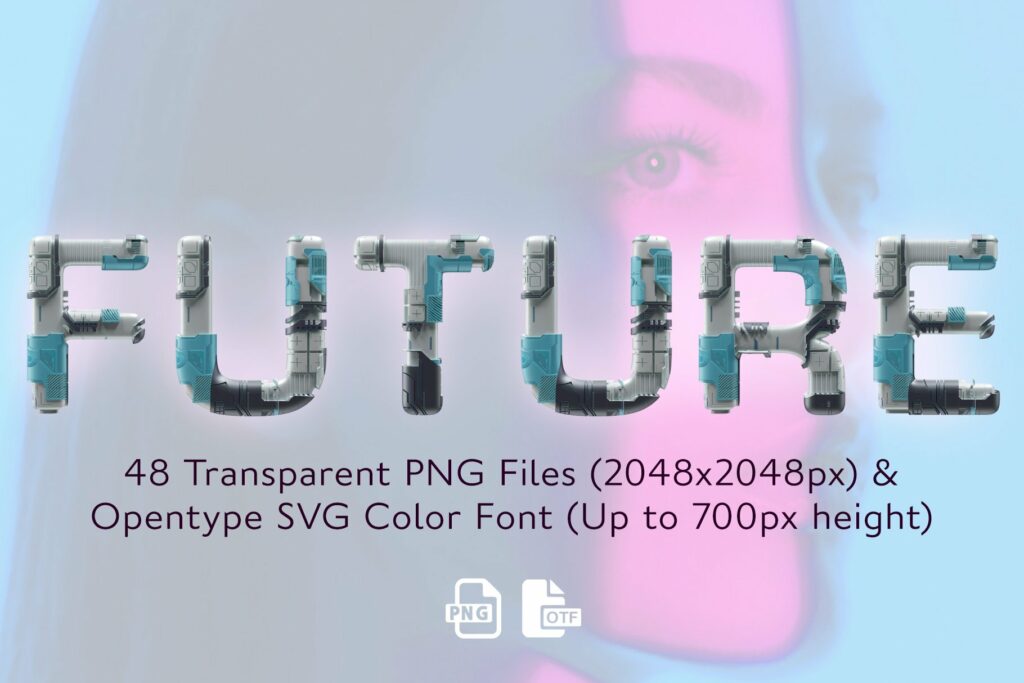 Ms Tech Opentype Color Font And Pngs Masterbundles