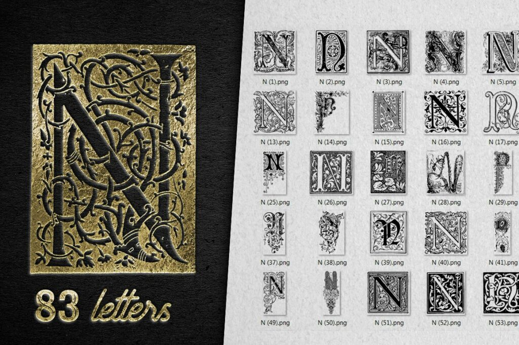 Vintage Letter N Vector And PNG – MasterBundles