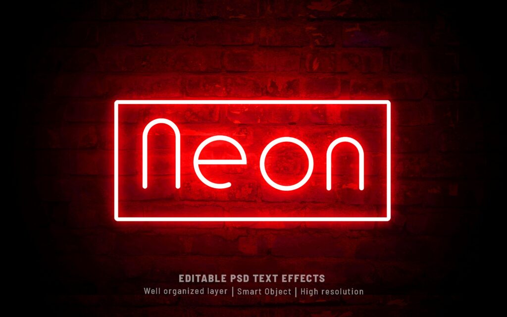 Neon Light Text Effect Bundle PSD – MasterBundles