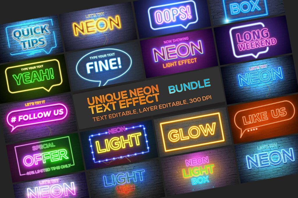 Exclusive Neon Text Effect Bundle – MasterBundles