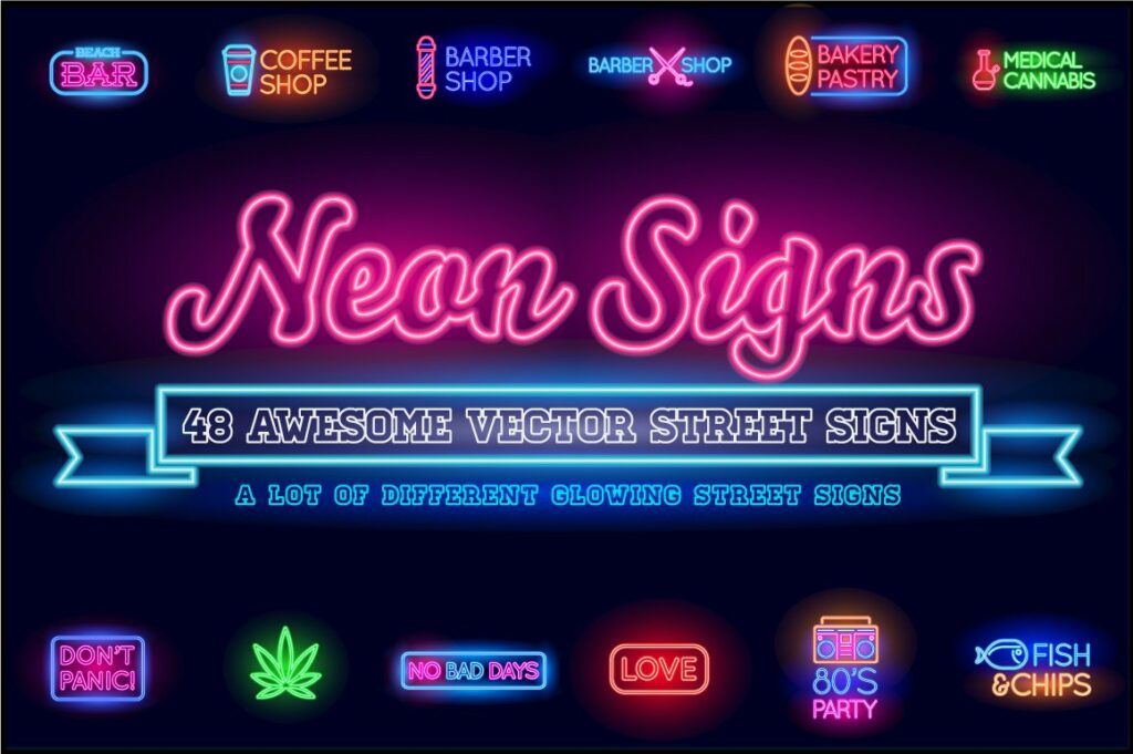 Awesome Street Neon Signs with Fonts – MasterBundles