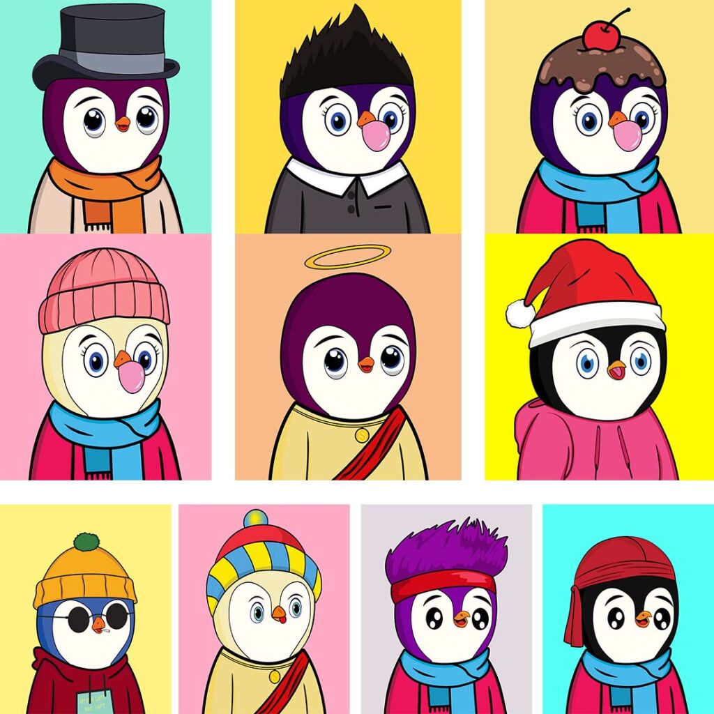 Unique 10 penguins NFT design, Digital art design - MasterBundles