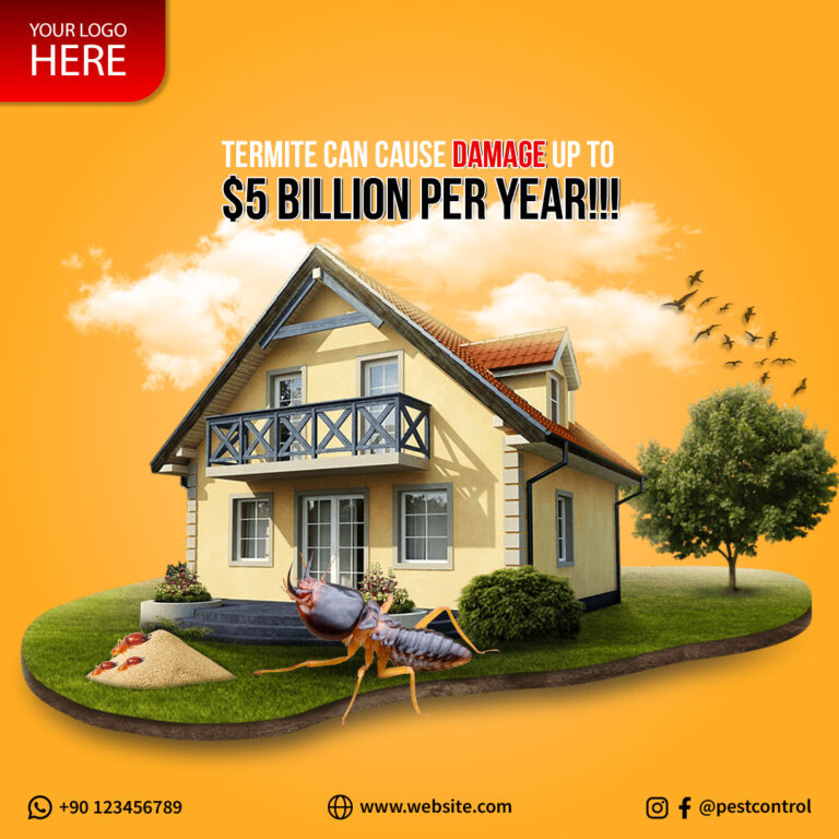 12 Clean, Minimal style Social Media Pest Control Banner Posts Bundle ...