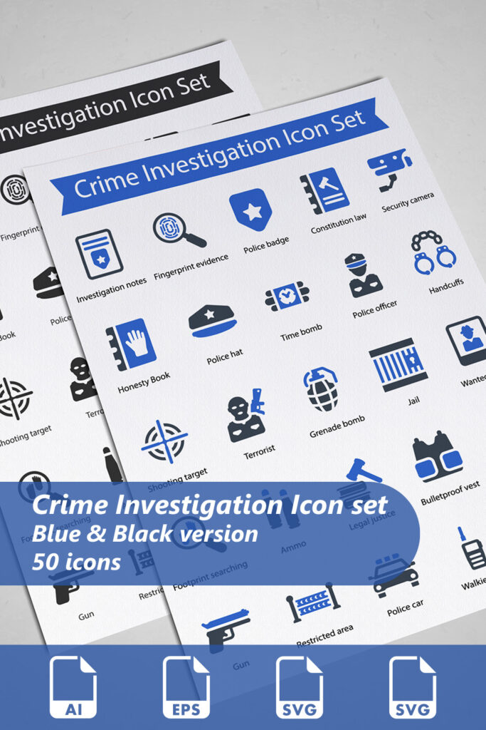 Crime Investigation Icon Set - MasterBundles
