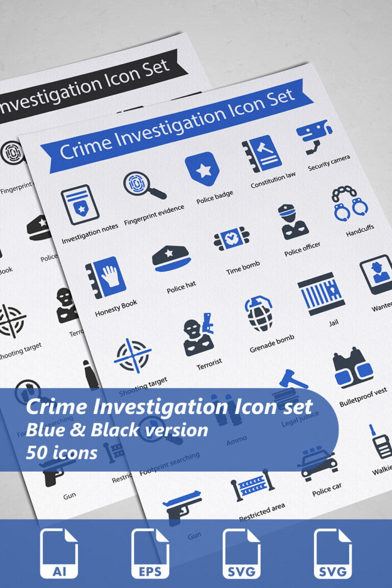 Crime Investigation Icon Set - MasterBundles