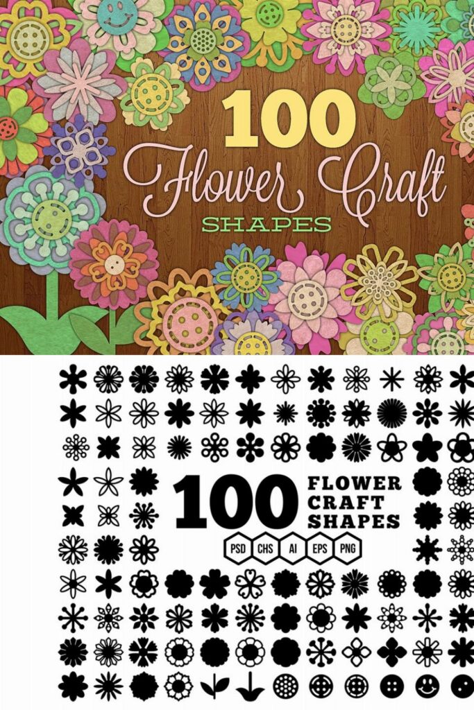 100 Flower Craft Shapes – MasterBundles