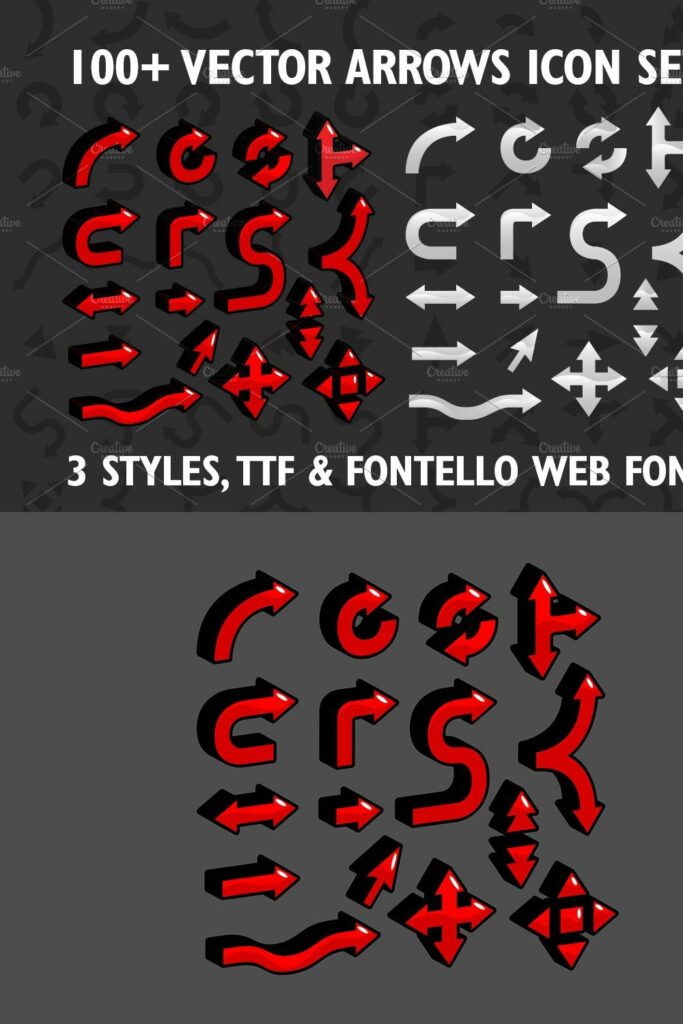 100+ Vector arrows set & web font – MasterBundles