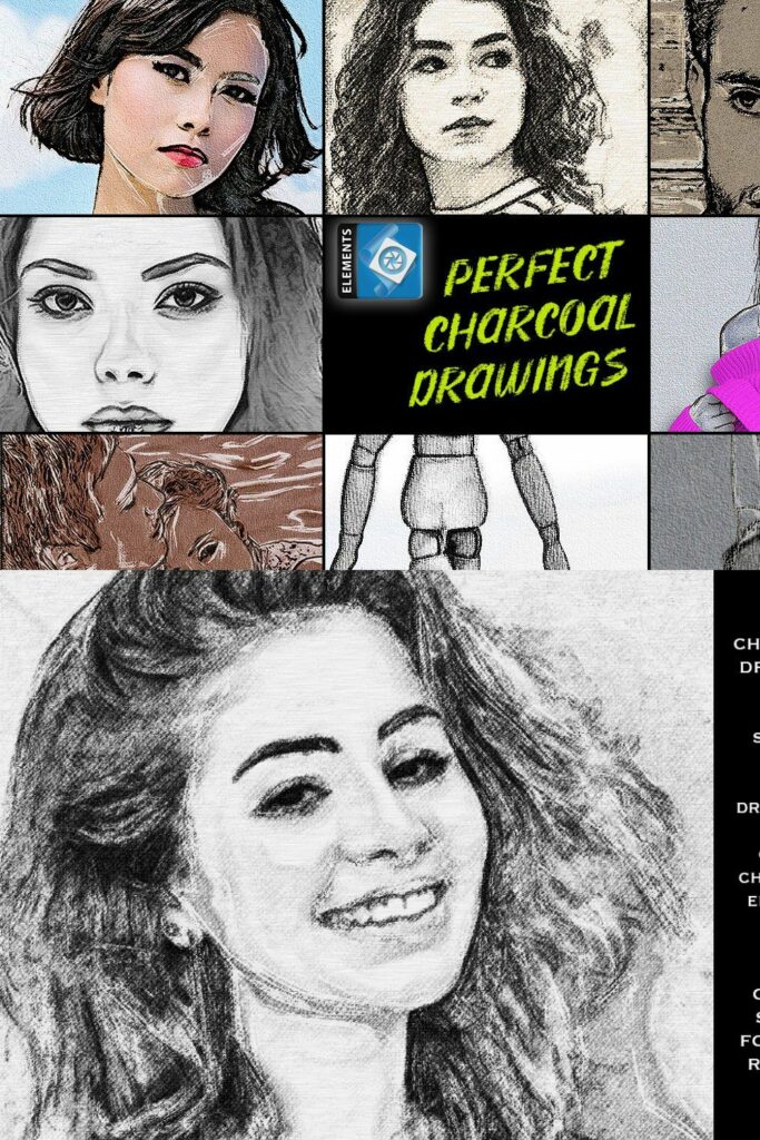 25 Master Class Charcoal Effects PSE – MasterBundles