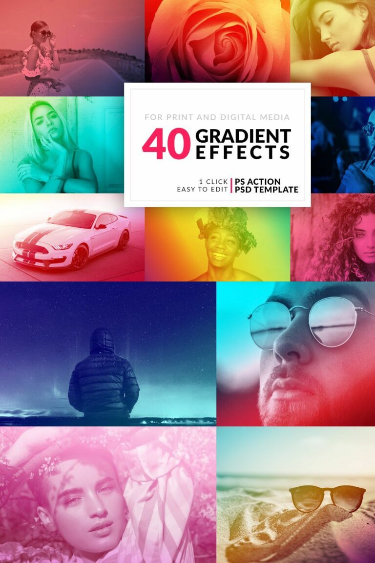 40 Gradient Photoshop Actions – MasterBundles