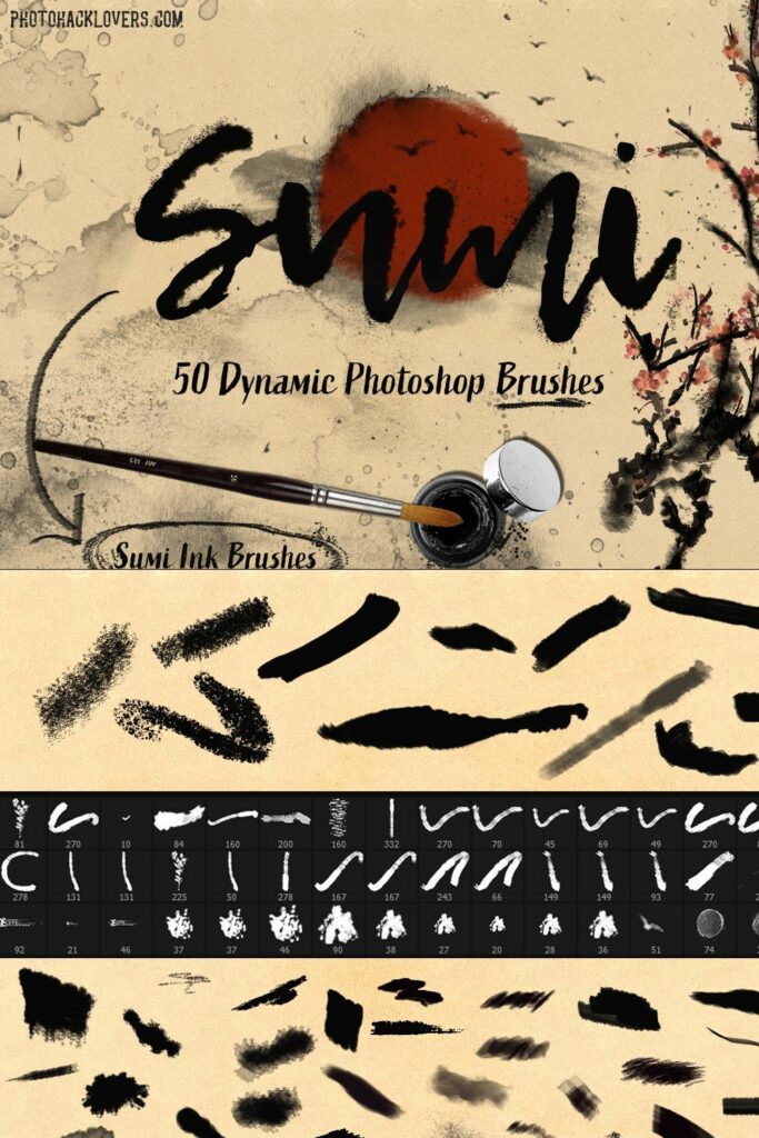 50 Sumi Brush Pack-Photoshop Brushes – MasterBundles