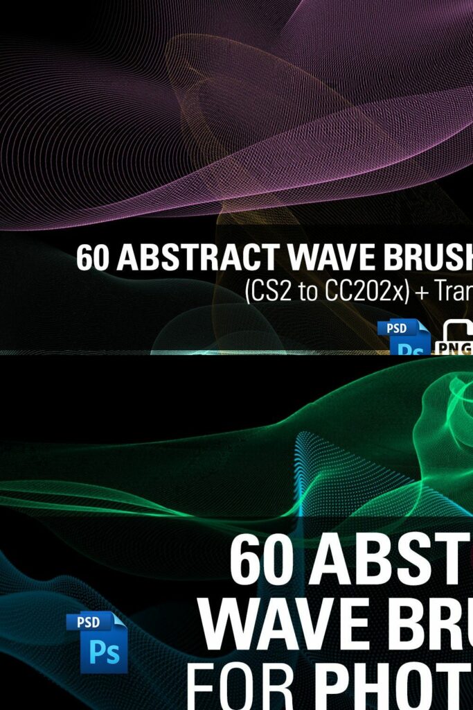 60 Abstract Wave Brushes for PS – MasterBundles