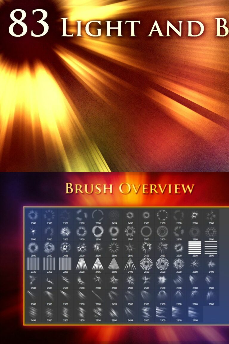 83 Light and Burst Brushes – MasterBundles