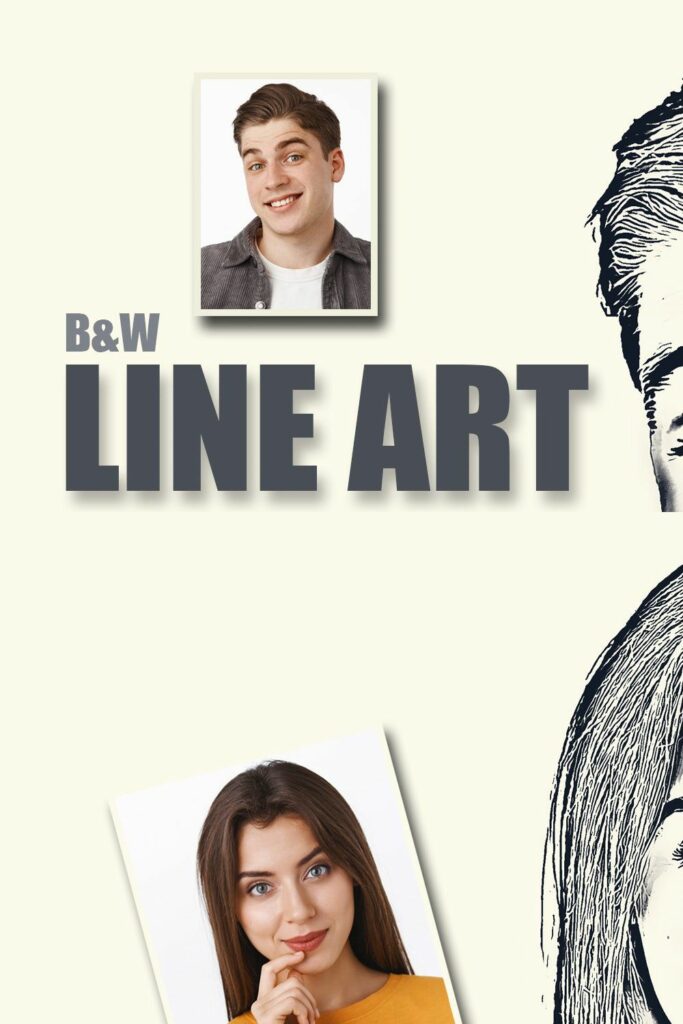B&W Line Art Photoshop Action – MasterBundles