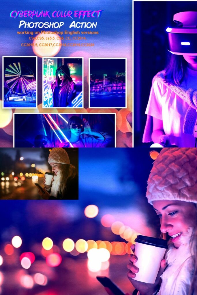 Cyberpunk Color Effect PS Action – MasterBundles