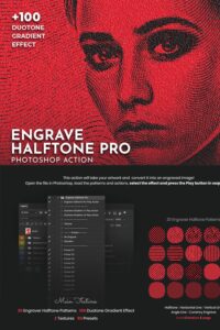 Engrave Halftone Pro Ps Action – MasterBundles