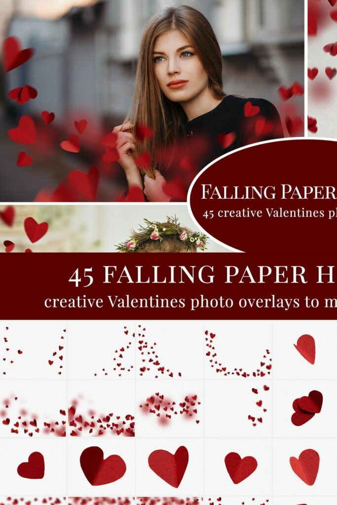 Falling Paper Hearts photo overlays – MasterBundles