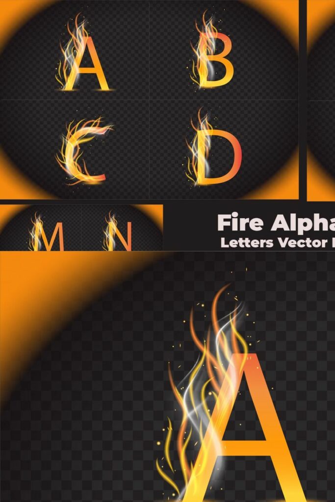 Fire Alphabet Letters Design – MasterBundles