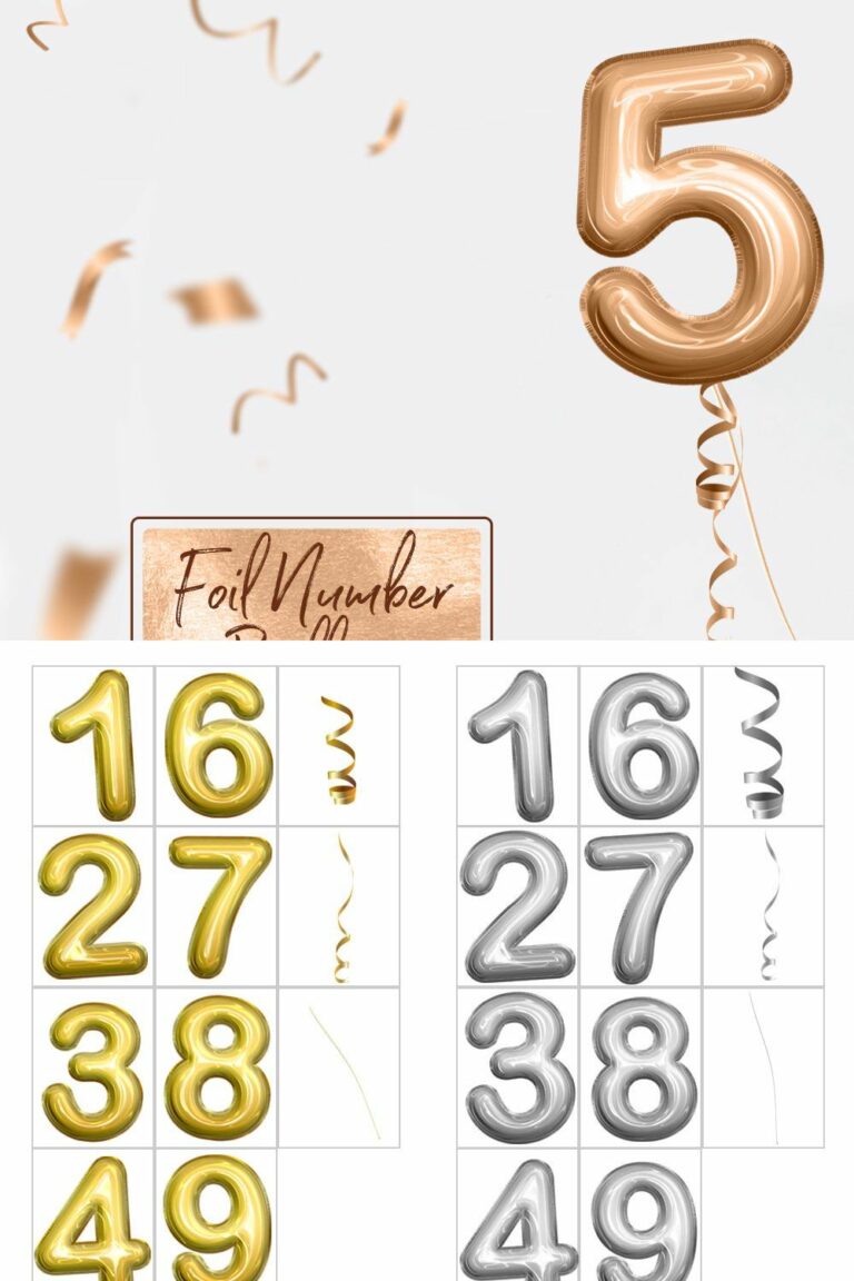 Foil Number Balloons Photo Overlays – MasterBundles