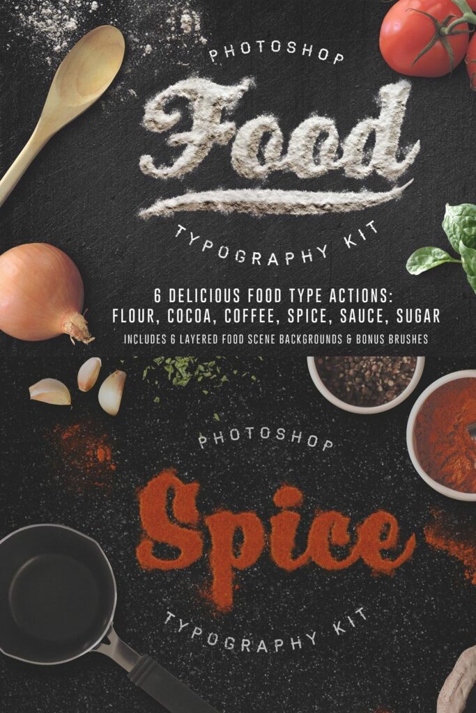 Food Typography PSD Actions – MasterBundles