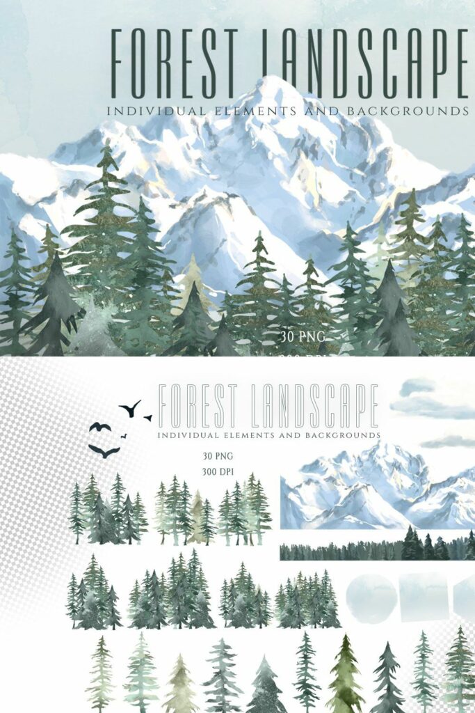 Forest Landscape Watercolor Clipart – MasterBundles