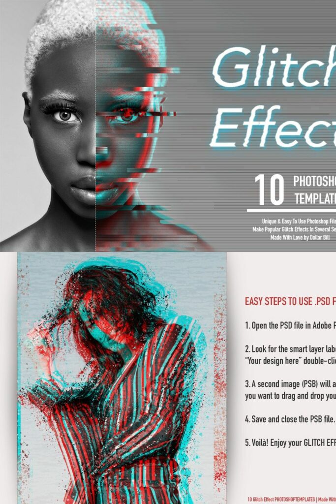 Glitch Effect Set for Photoshop – MasterBundles