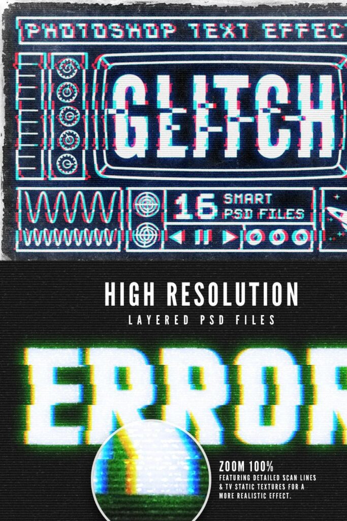 Glitch text effects for Photoshop – MasterBundles