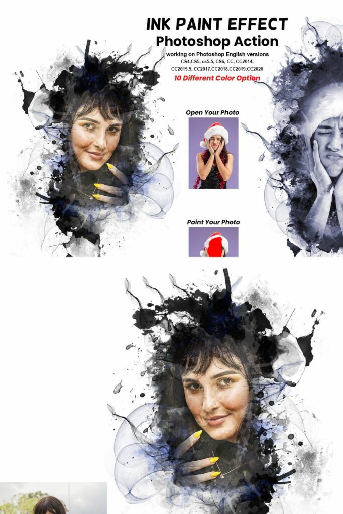 Ink Paint Effect Photoshop Action – MasterBundles