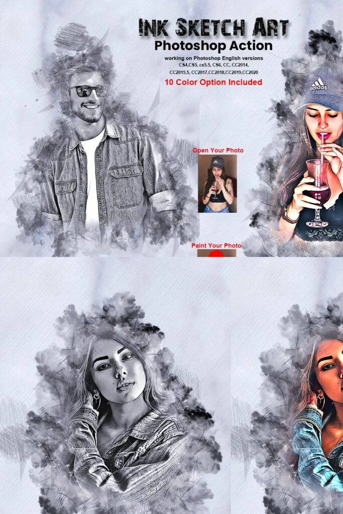 Ink Sketch Art Photoshop Action – MasterBundles