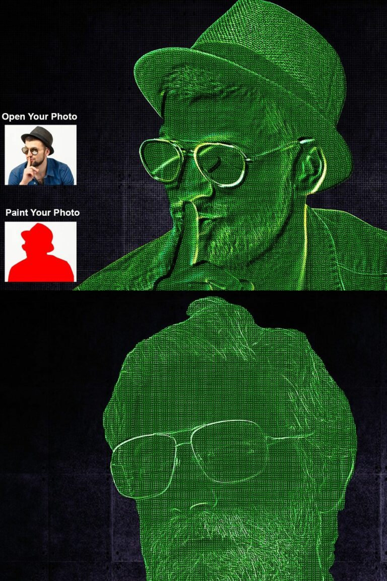 Laser Scan Photoshop Action – MasterBundles