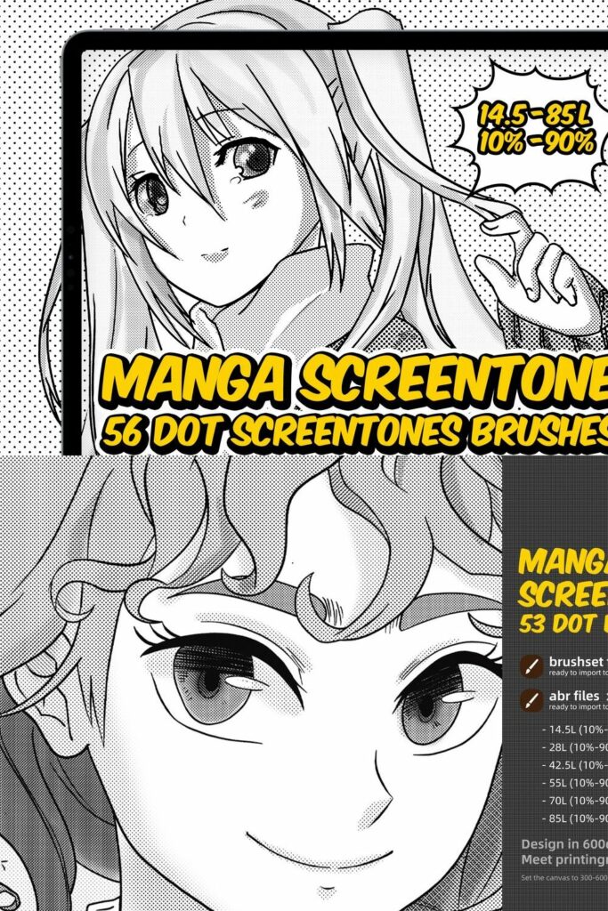 MANGA SCREENTONE Halftones Brushes – MasterBundles