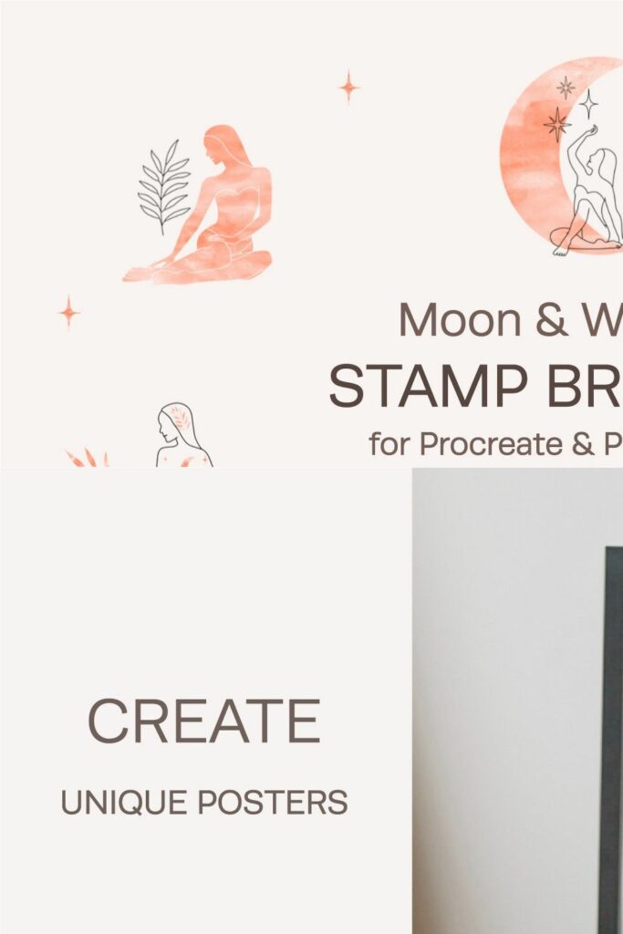 Moon & Woman. Procreate & Ps Brushes – MasterBundles