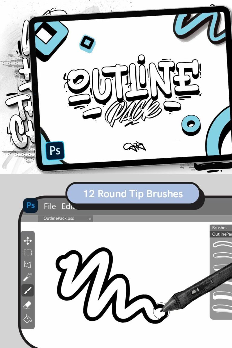 Outline Pack - Brushes for Photoshop – MasterBundles