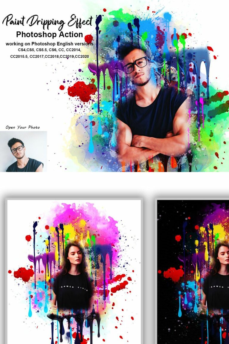 Paint Dripping Effect PS Action – MasterBundles
