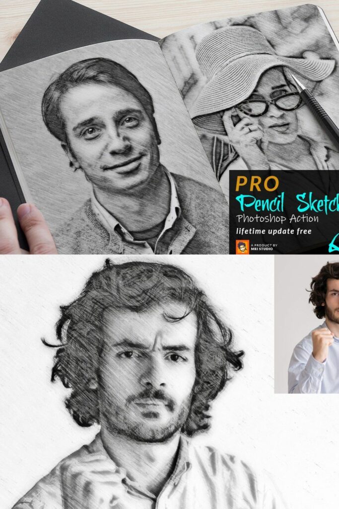 Pencil Sketch Portrait PS Action – MasterBundles