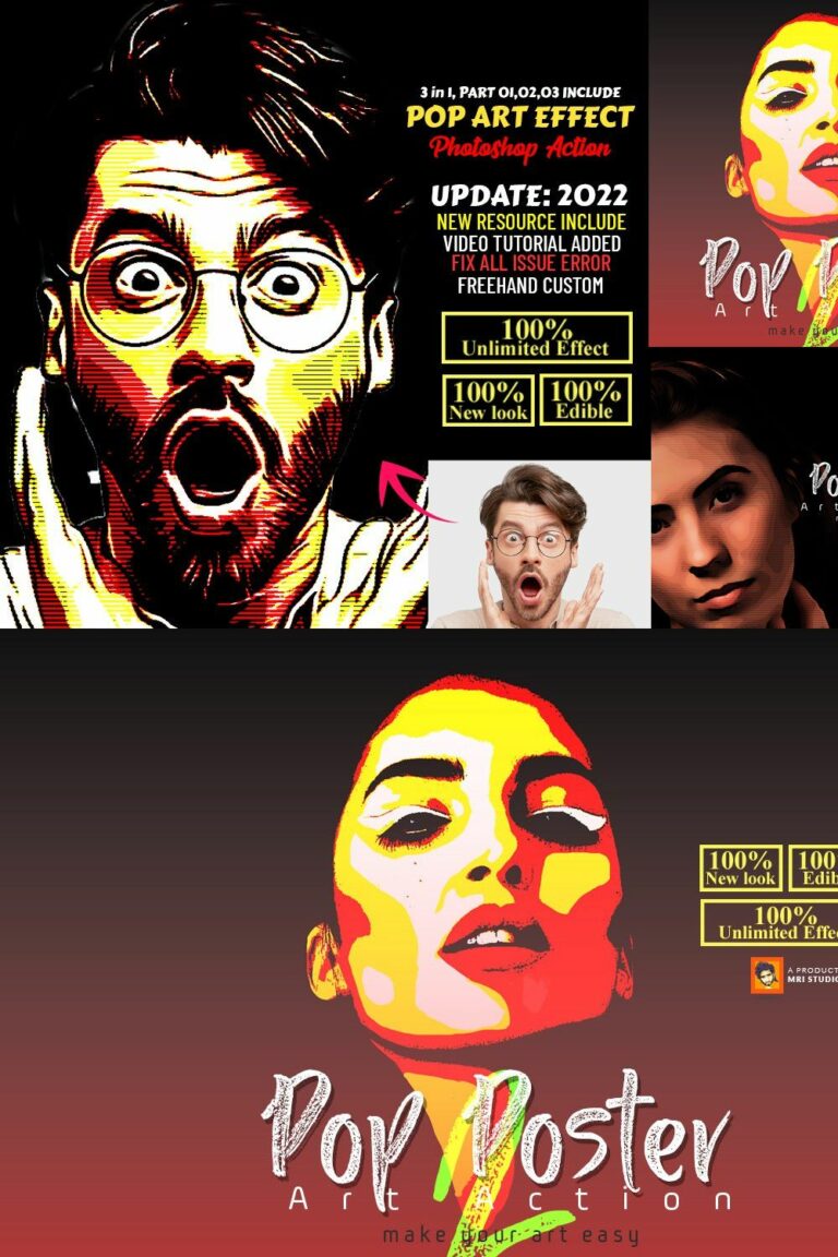 Pop Art Effect Photoshop Action – MasterBundles