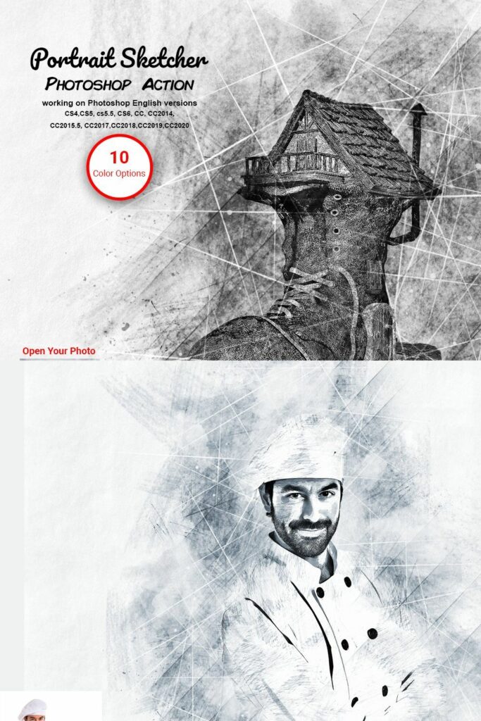 Portrait Sketcher Photoshop Action – MasterBundles