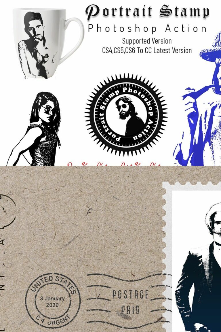 Portrait Stamp Photoshop Action – MasterBundles