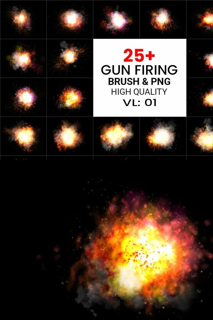 PS Gun Firing Brushes & PNG Pack – MasterBundles