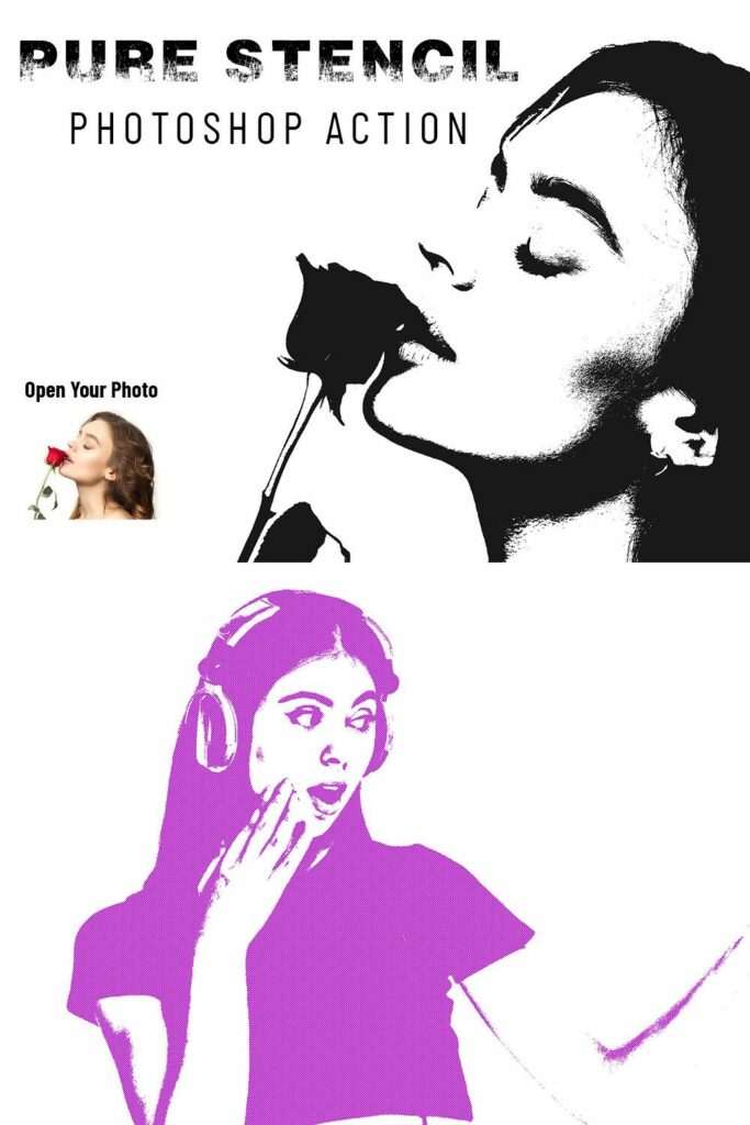 Pure Stencil Photoshop Action – MasterBundles