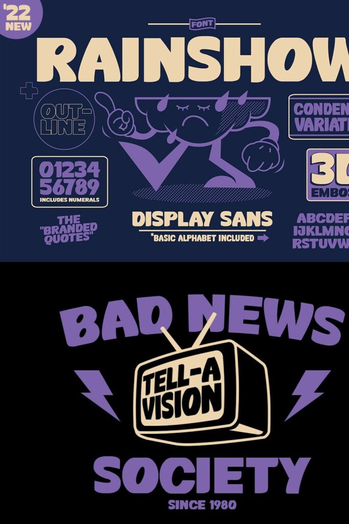 Rainshow Display Sans +Illustrations – MasterBundles